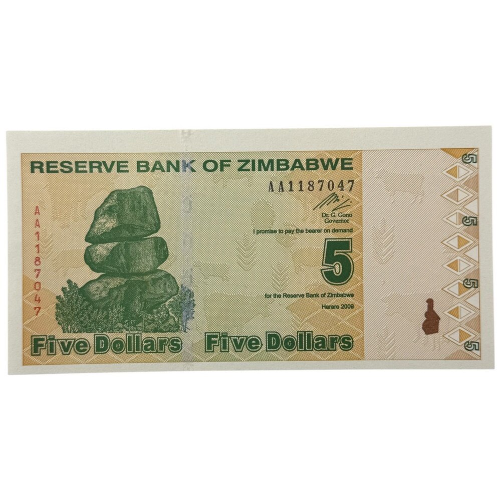 Зимбабве 5 долларов 2009 г. (Серия AA)
