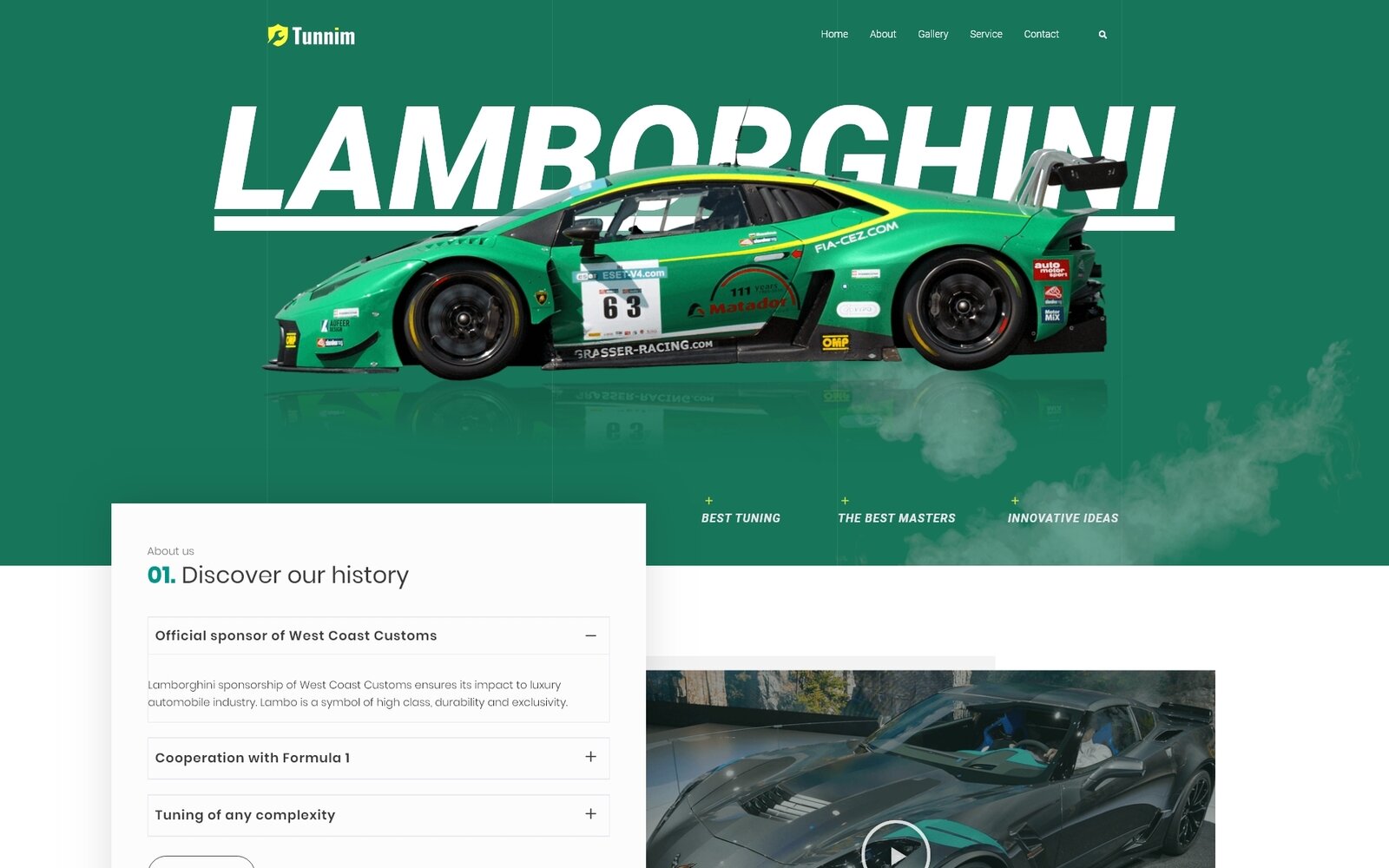 Подарочный сертификат на Шаблон для сайта Вордпресс с демоконтентом Tunnim - Car Tuning WordPress Elementor Theme WordPress Theme