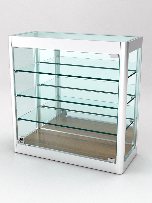 Витрина из профиля настенная "вайб ИКС" №4-3П-З-220 (задняя стенка Зеркало), Орех