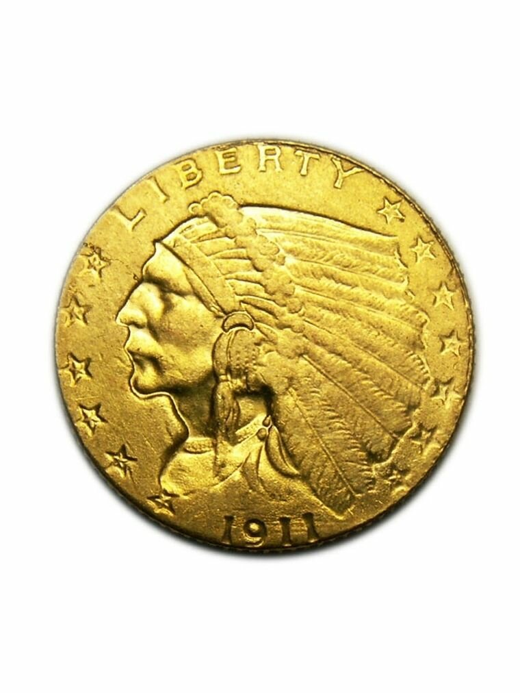 Золотая монета 2,5 доллара США 2 1/2 dollars 1911 года в бронзе сувенирная копия монеты, нумизматика, деньги для коллекции