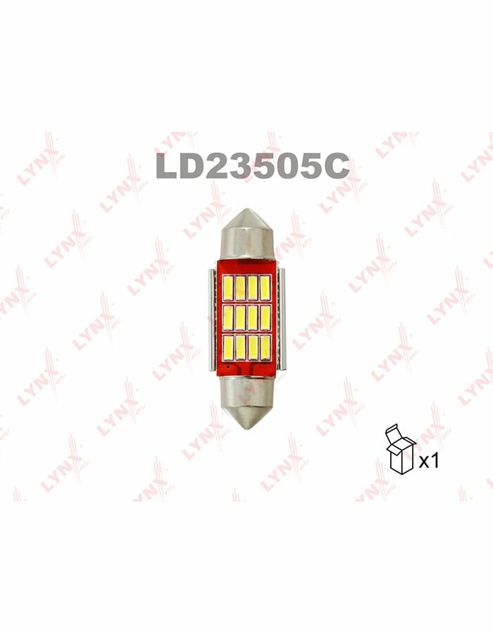 Лампа светодиодная LED C5W t11x35mm 24V SV8 5 7000K Canbus LYNXauto LD23505C 1шт.