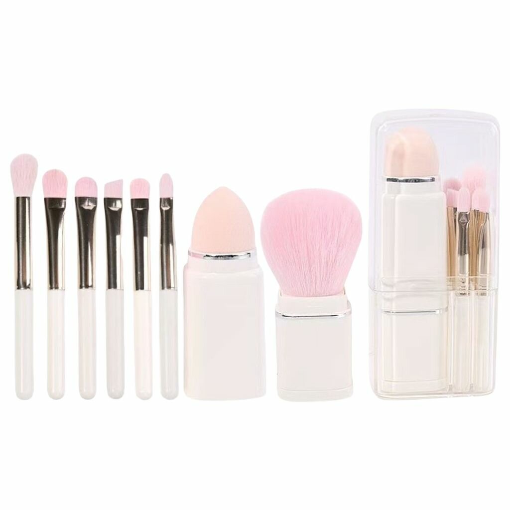 Аксессуары для макияжа, Восьмивторичный набор дорожных кистей для глаз - белый, 1 набор