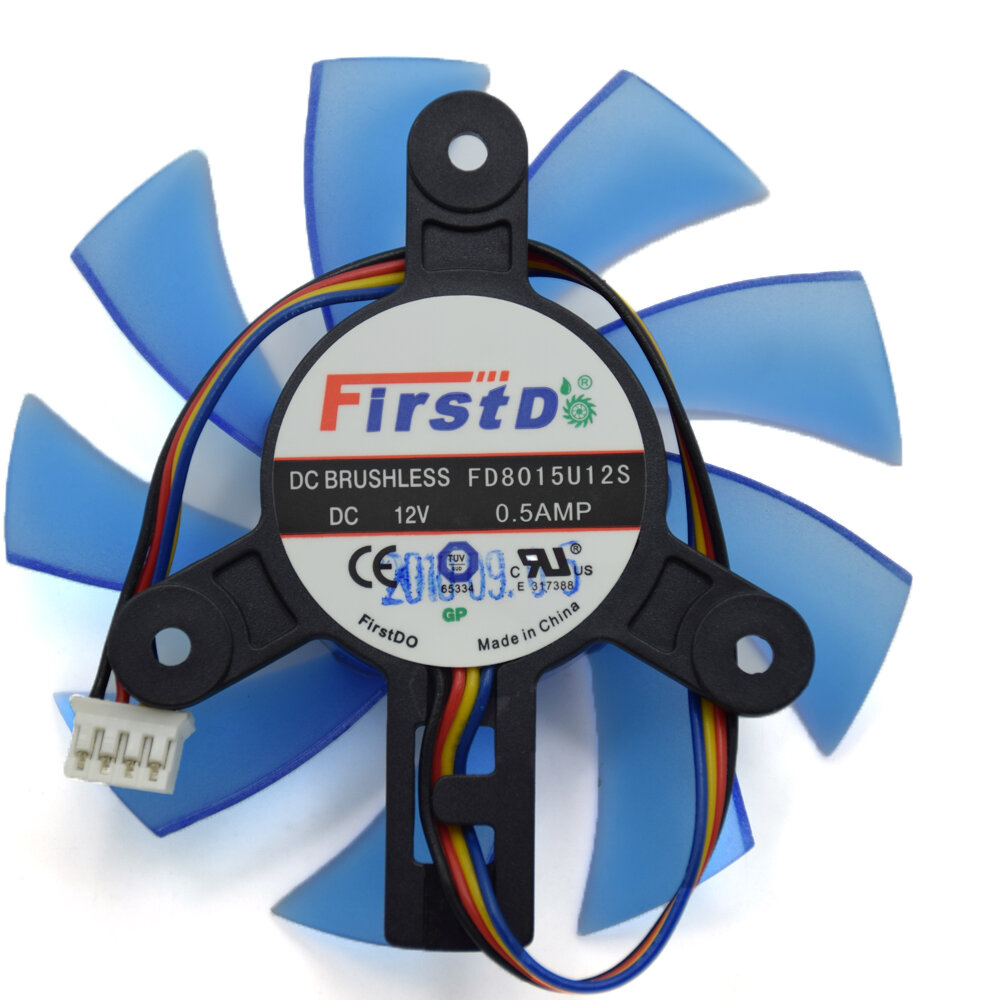 Оригинал 75MM FirstD FD8015U12S DC 12V 0.5AMP 4Wire 4Pin Вентилятор охлаждения For HIS HD5830 HD5850 5870 R7-260X Graphics Card Cooler Вентилятор