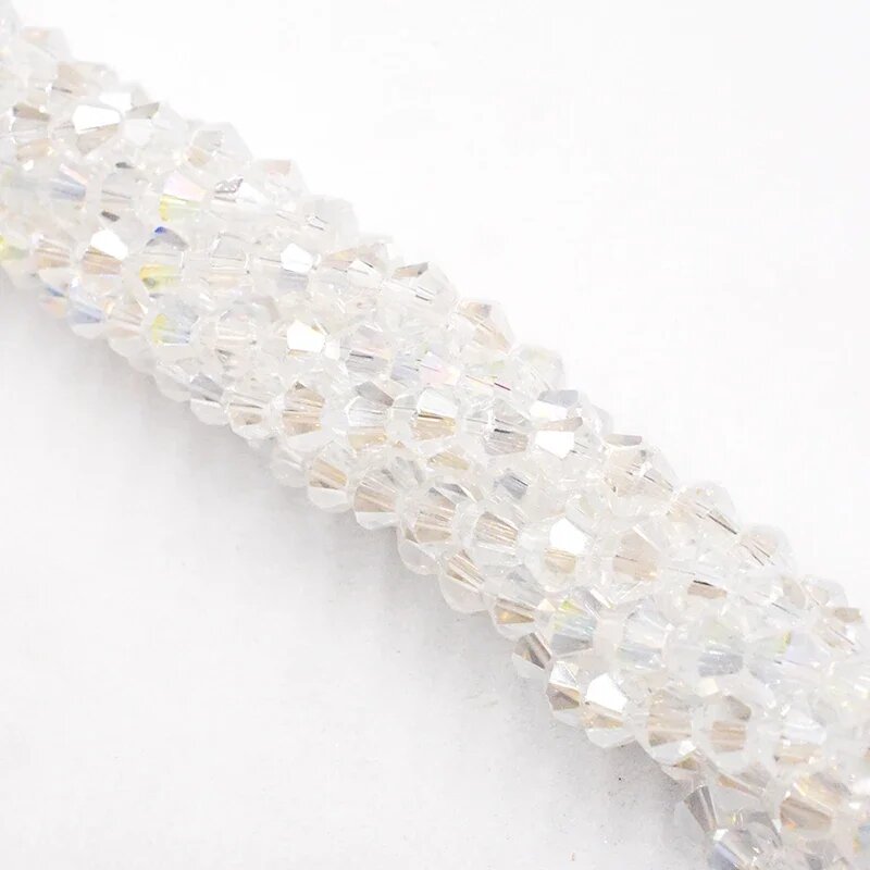 Биконусные кристаллы бусины 4 мм 100 шт прозрачно-зелёный Белый, 001AB