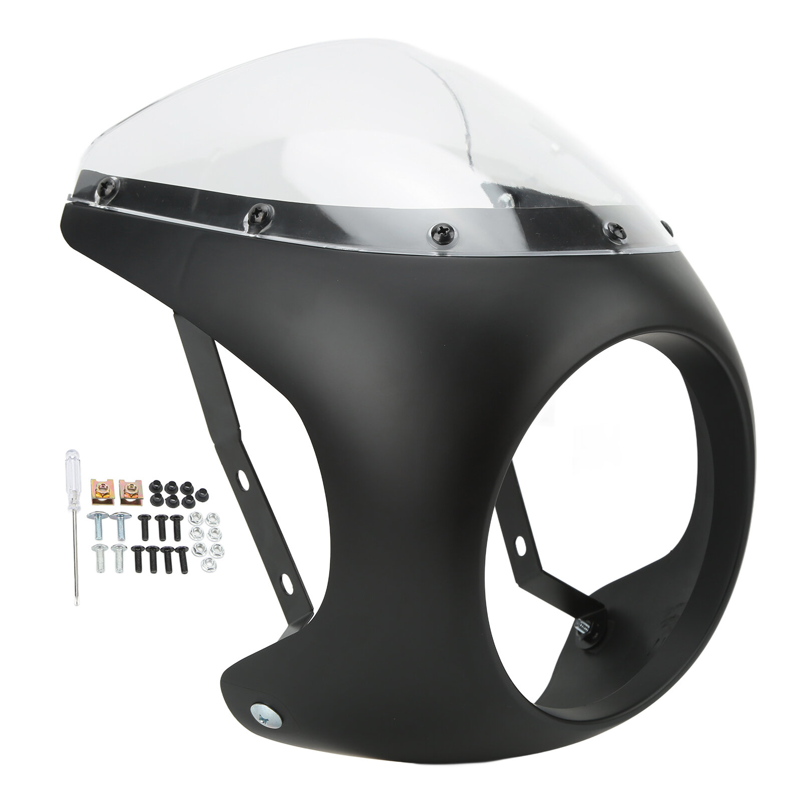 7-дюймовый передний обтекатель для мотоциклетной фары, гладкая поверхность, устойчивый к старению и износу, подходит для круглых фар мотоцикла, матовый черный и прозрачный.