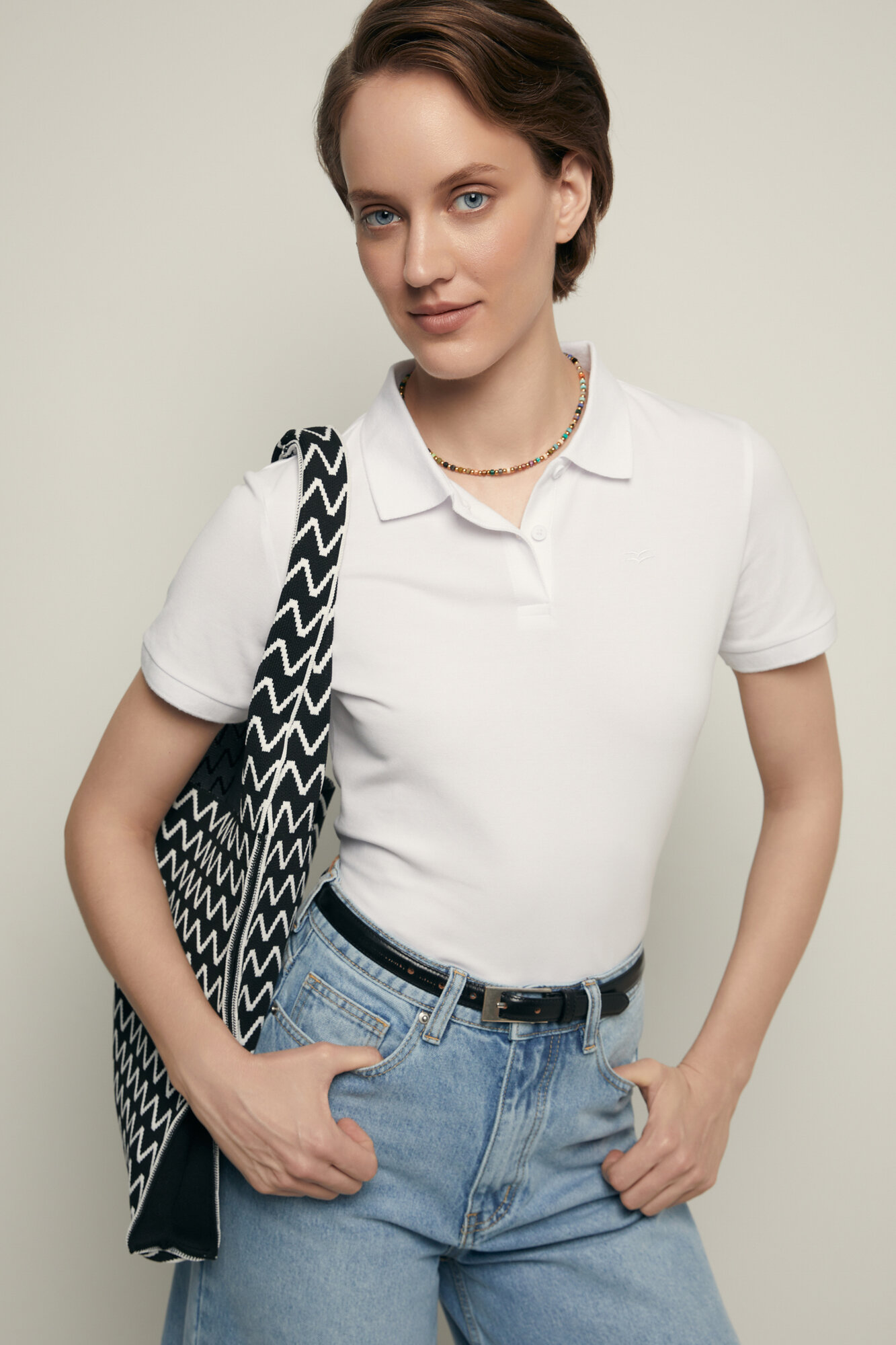 Поло однотонное с коротким рукавом