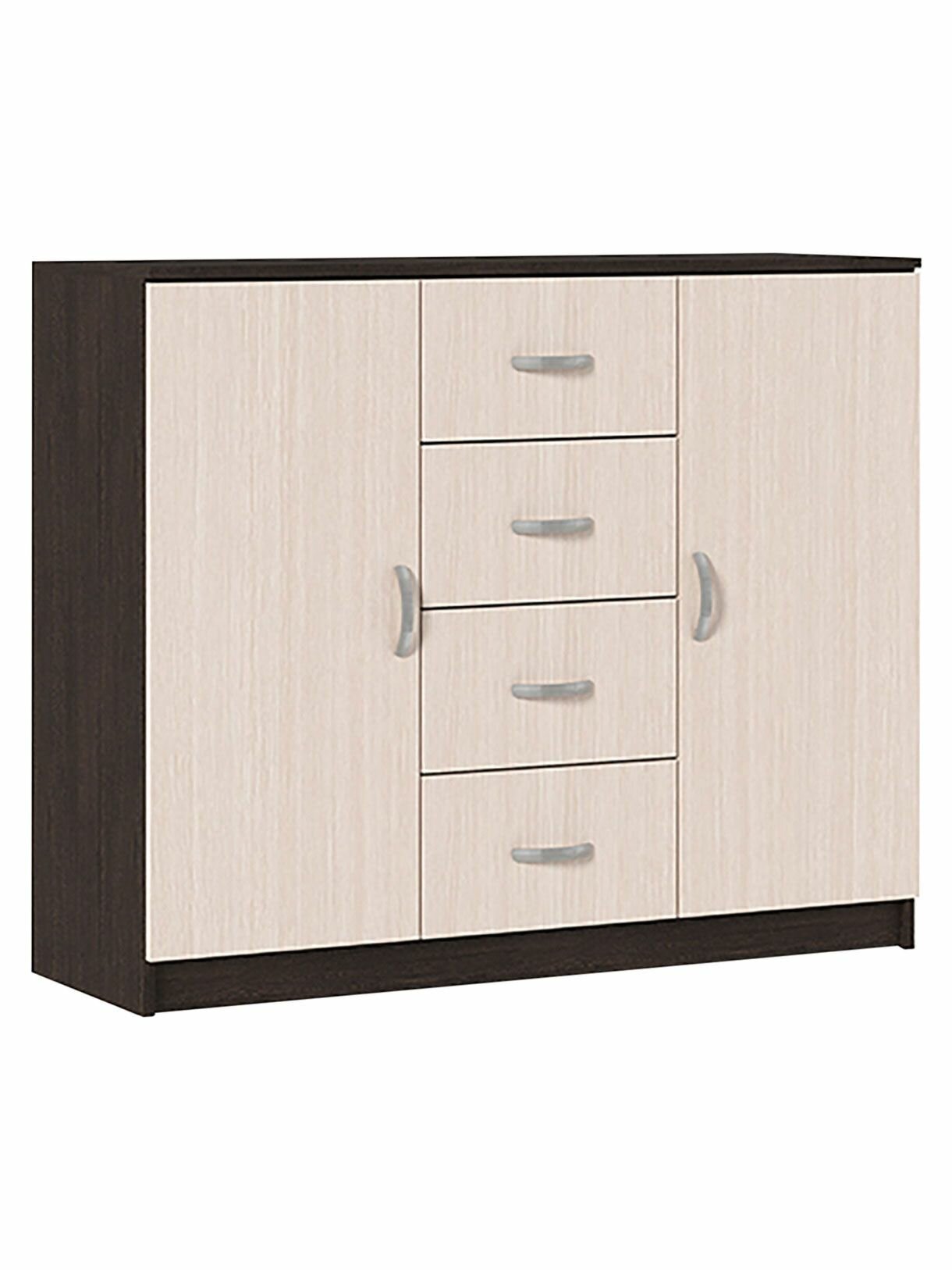 Комод для одежды и хранения вещей Бриз с полками, с ящиками, 120х41.8х99 см, Венге / Дуб Белфорт
