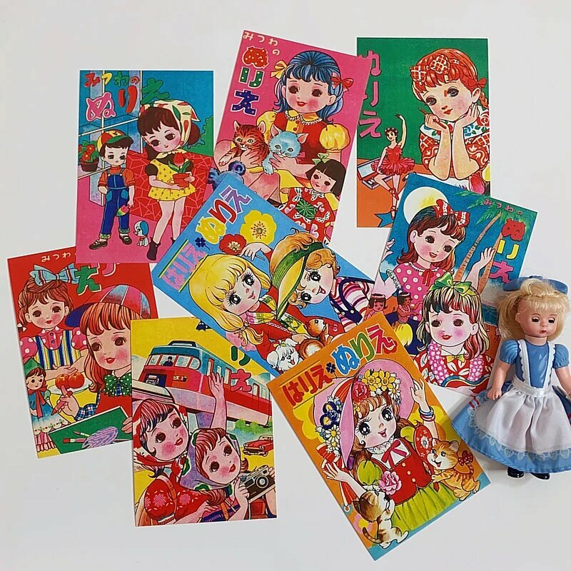 8PCS Cartoon doll retro pictorial Stickers Crafts And Scrapbooking stickers book Student label Decorative sticker kids toys