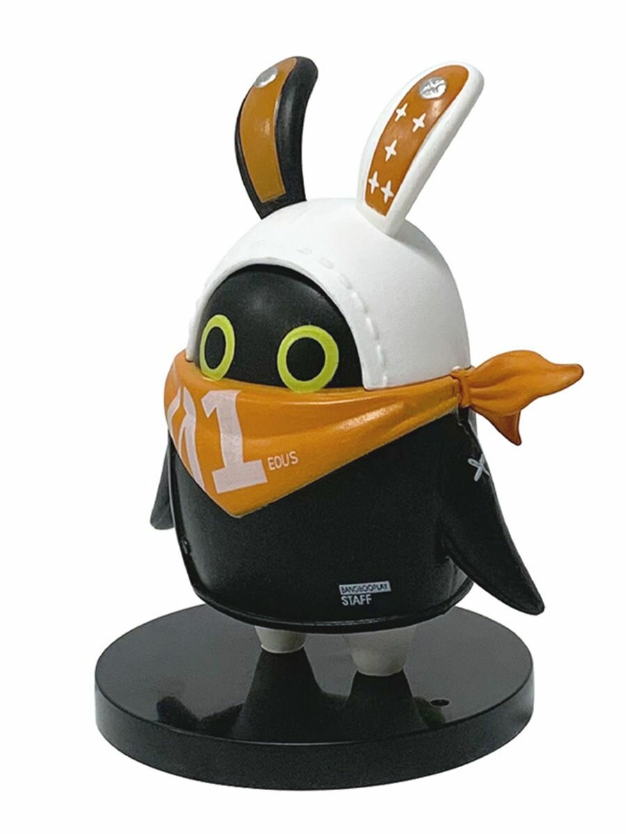 Figura EDUS STAFF - игрушка-зайка в оранжевой бандане, черная с белыми ушами, для коллекционеров и подарков — фото 1