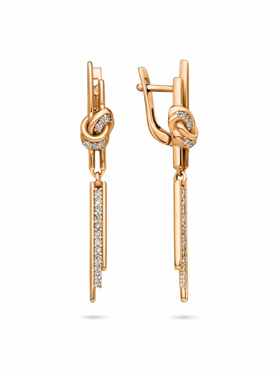 Серьги, красное золото, 585 проба, бриллиант