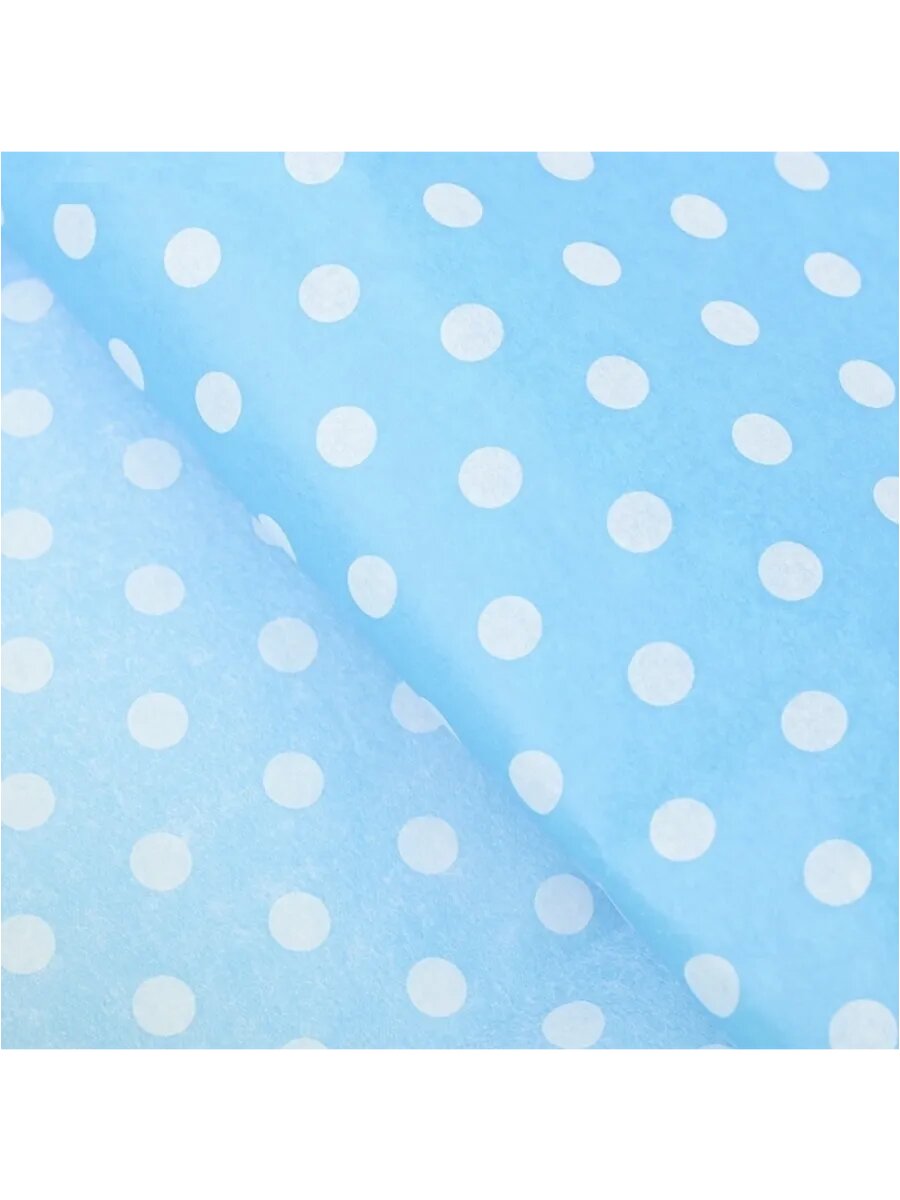 Бумага тишью Голубая в белый горох (50*66 см) 10 л / веселуха