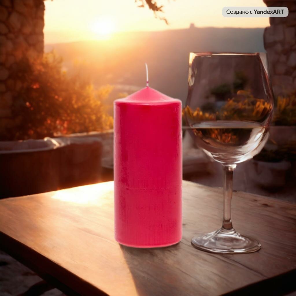 Свеча Polar, красная, парафиновая, высота 15см, диаметр 6,8см