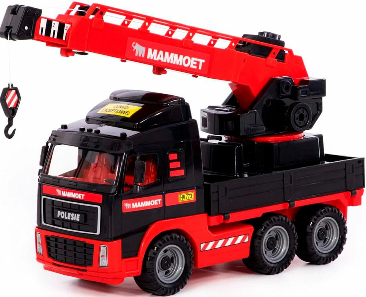 Пластиковая модель "Автомобиль-кран MAMMOET VOLVO" с поворотной платформой для детей, игрушечный транспорт, машинка детская, сюжетно-ролевая игрушка для игр в песочнице и дома