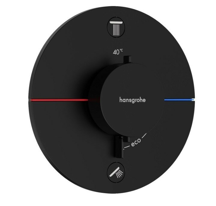 Термостат для душа встраиваемый Hansgrohe ShowerSelect S 15556670 на 2 потребителя, цвет: матовый черный