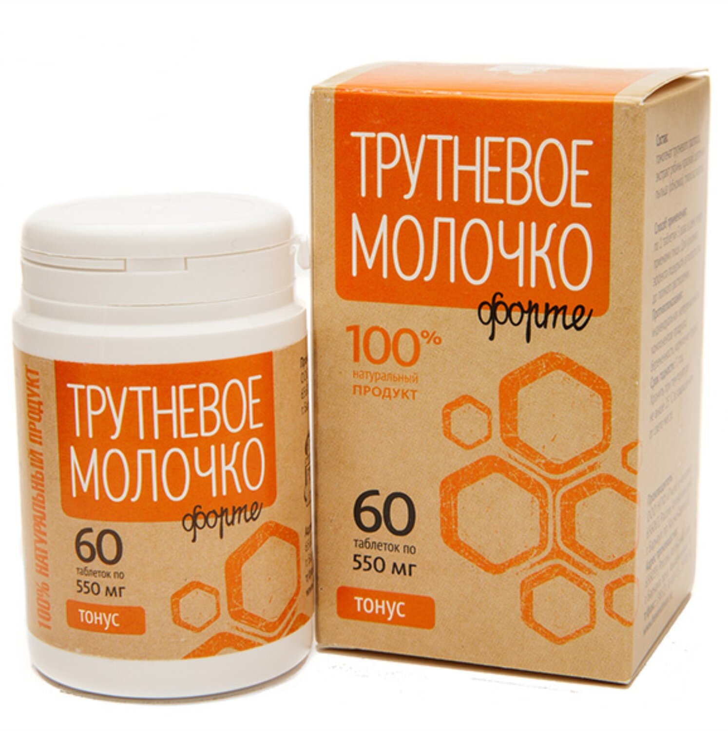 Трутневое молочко форте тонус от бренда "пчела и человек, 60 таблеток по 550 мг