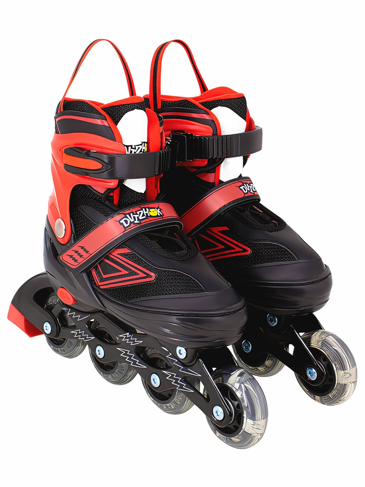 Роликовые коньки Dvizhok с подсветкой, детские раздвижные ролики, спортивный инвентарь для активного отдыха, размер S 30-33, пластиковые колеса PVC, цвет черно-красный
