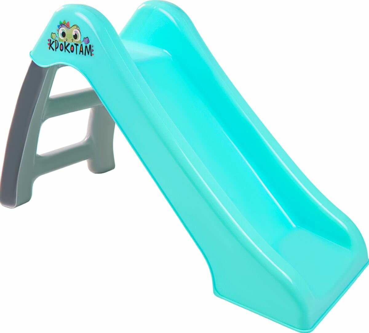 Детская пластиковая горка для катания дома, на даче или на улице, уличная игровая с бортиками для детей, высота 70 см, цвет бирюзово-серый