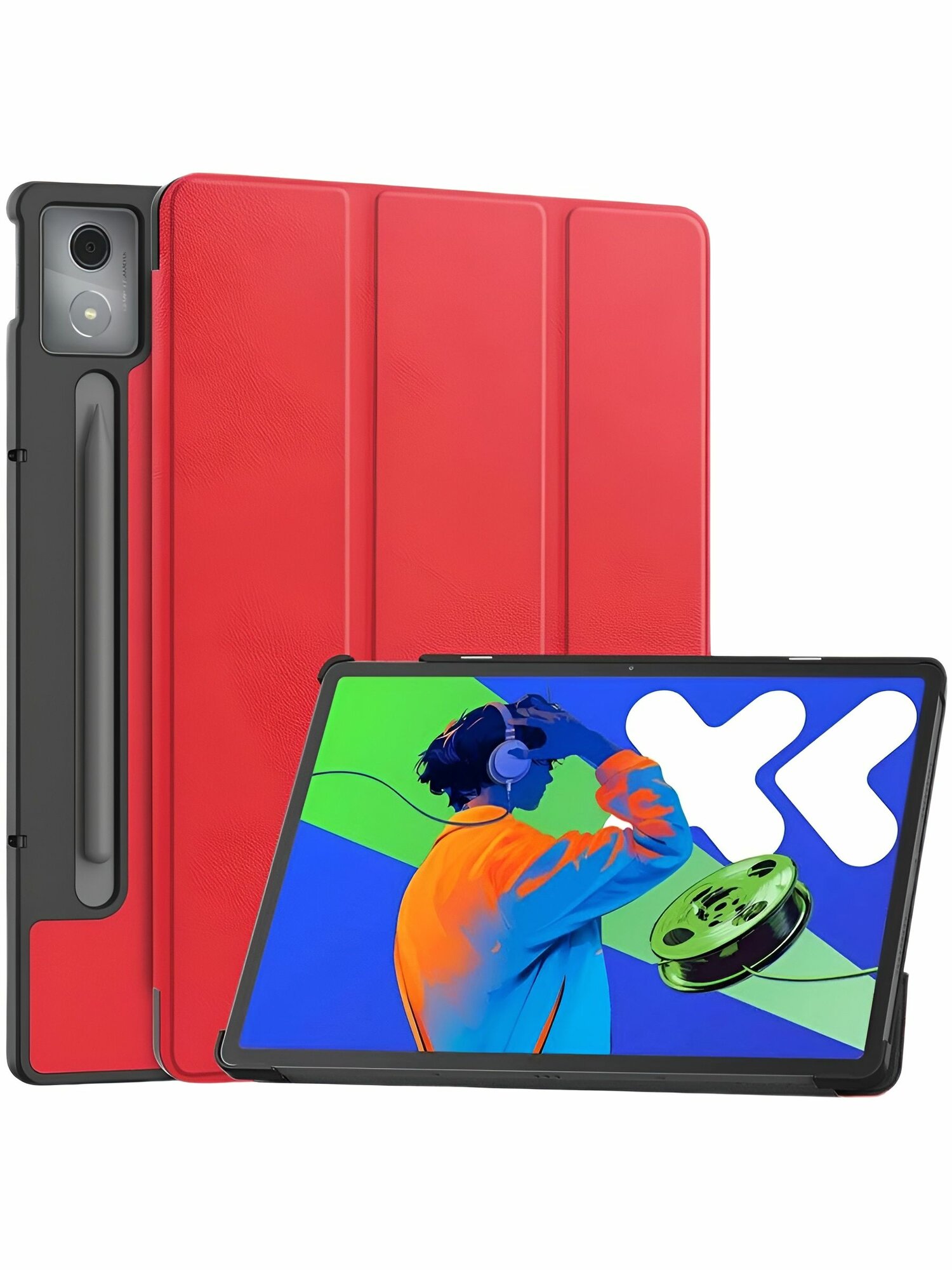 Чехол на Lenovo Tab P12 (2023), 12.7 дюймов, умный с магнитом, красный