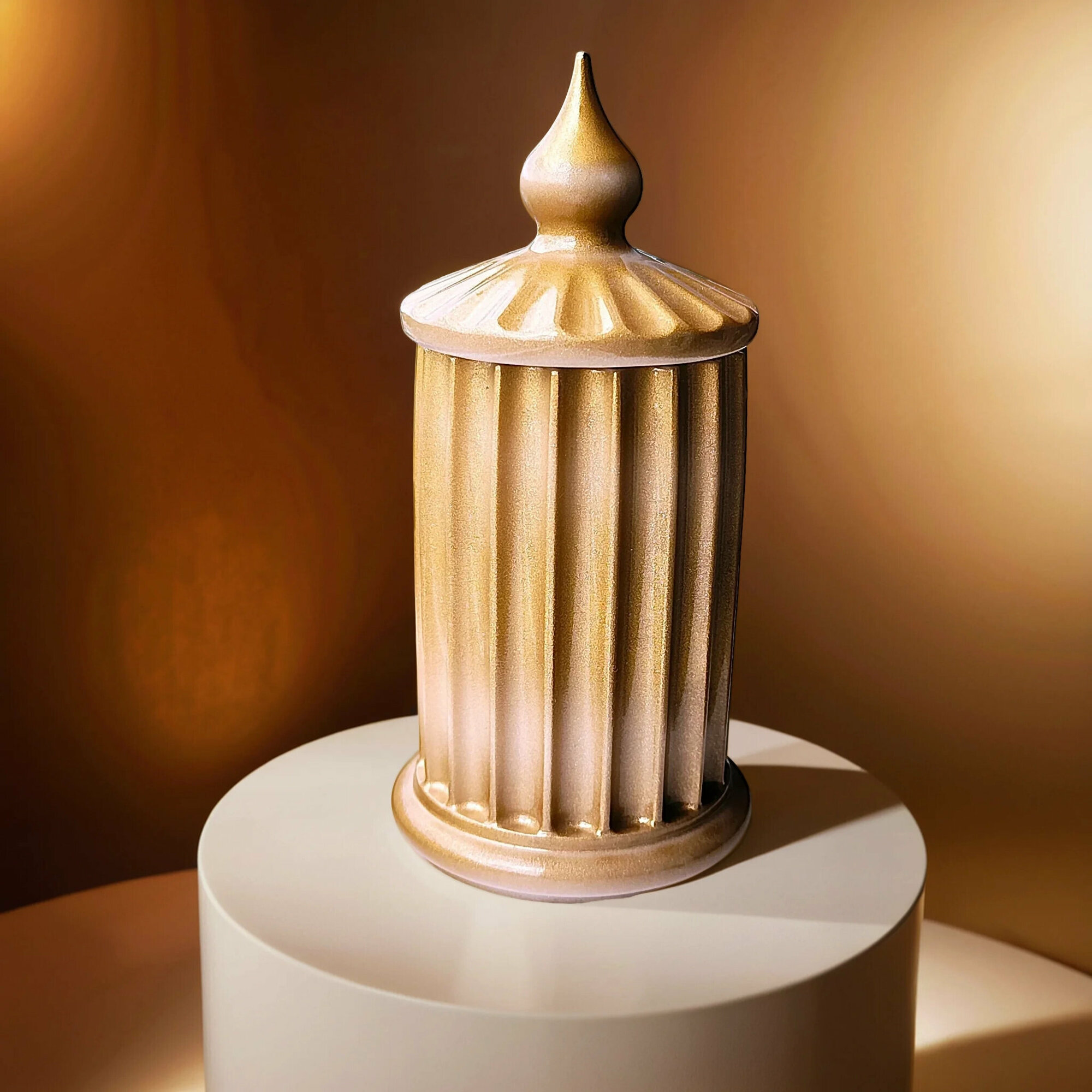 Ваза для цветов, каменная подставка для карандашей "Античная колонна", 10х5,5 см, искусственный мрамор , перламутр, лак