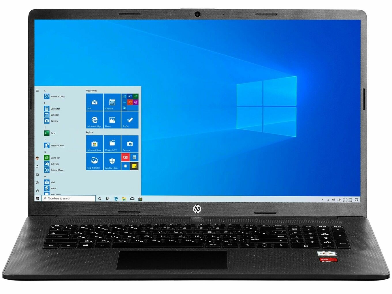 17,3" Ноутбук HP Laptop 17-CP0088UR (4D4B2EA) черный - 1600x900 HD+, SVA, AMD Athlon Silver 3050U, ядра: 2 x 2,3 ГГц, 4 ГБ, SSD 256 ГБ, AMD Radeon Graphics, Windows 10 Home