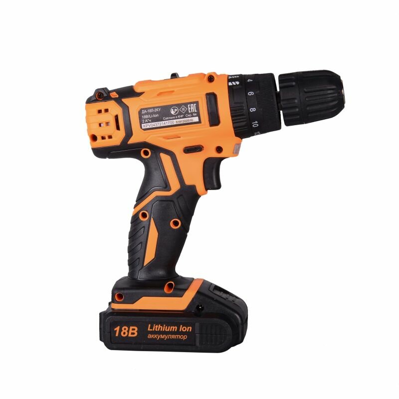 Дрель-шуруповерт аккумуляторная ударная вихрь ДА-18Л-2кУ 45Нм, 2АКБ(2Ач) (72/14/17)