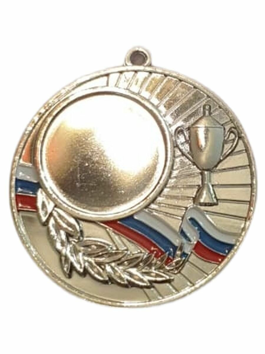 Медаль спортивная с лентой серебро d - 5 см