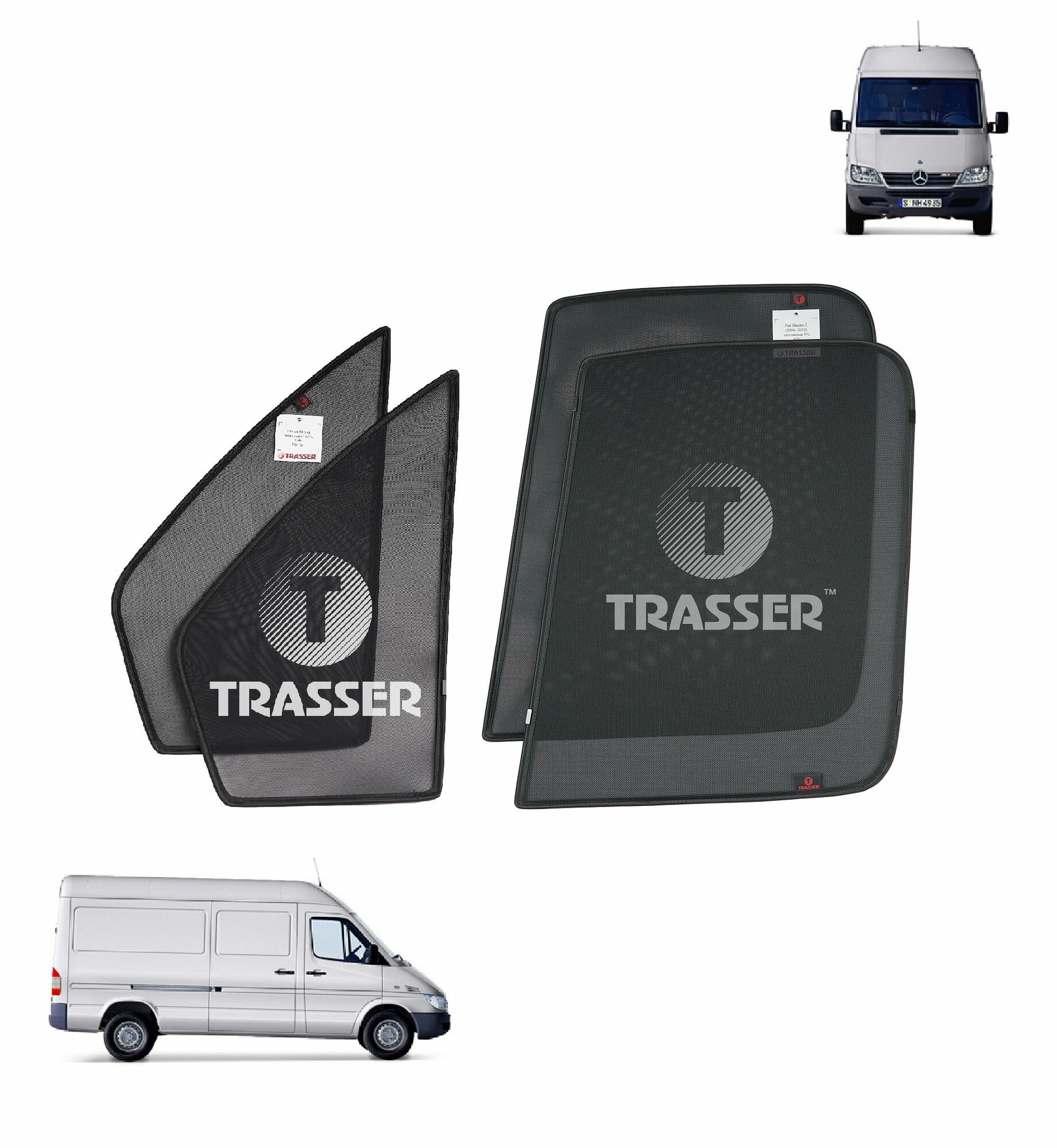 Шторки для Mercedes-Benz Sprinter (1) Classic 903 сетки комплект из 4ех элементов ПД +ПФ стандарт