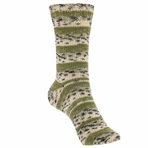 Носочная пряжа Austermann Fortissima Color Leo 4-fach (587 Oliv) 1 моток