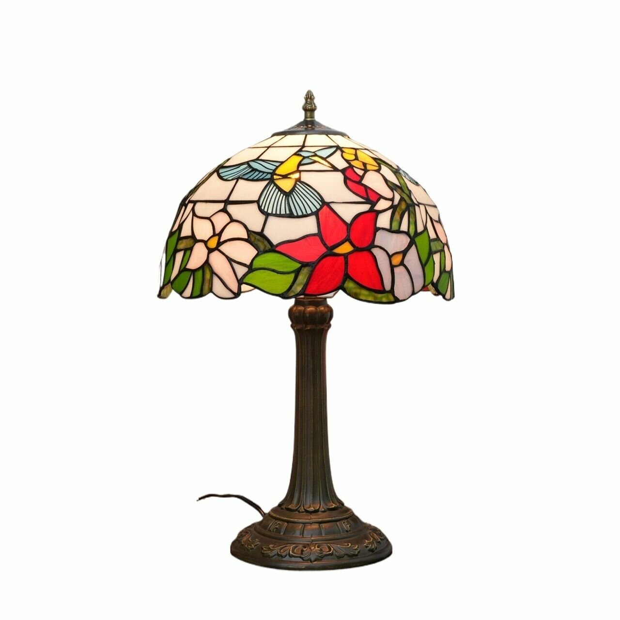 Европейская винтажная настольная лампа из витражного стекла Tiffany