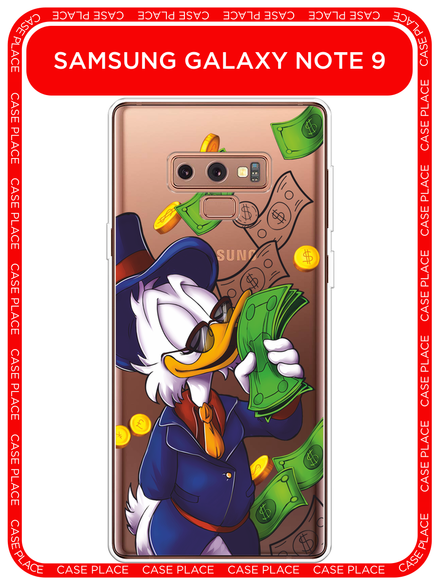 Чехол на Samsung Galaxy Note 9 / Самсунг Галакси Нот 9 с принтом Scrooge McDuck with Money, прозрачный