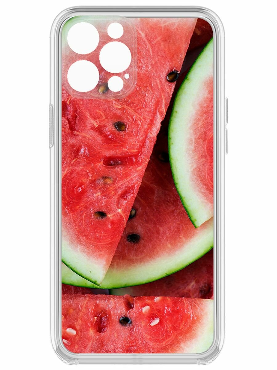 Чехол-накладка Krutoff Clear Case Арбуз для iPhone 12 Pro с защитой камеры