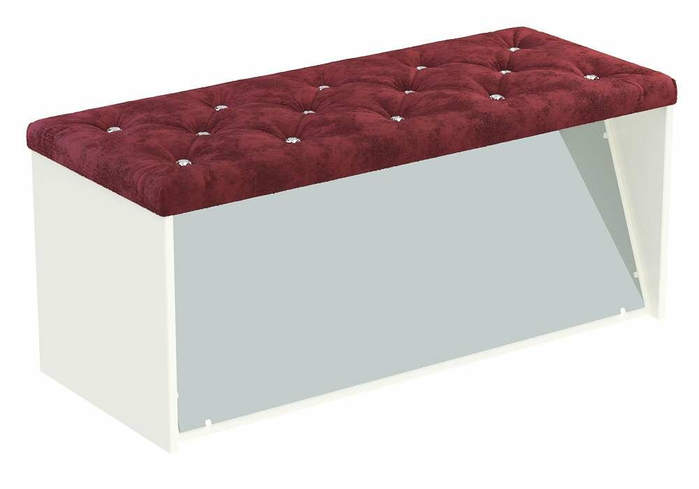 Пуфик с зеркалами велюр красный бархат №2 (карета - стразы), Белый. Производитель товара - компания ТОБ.