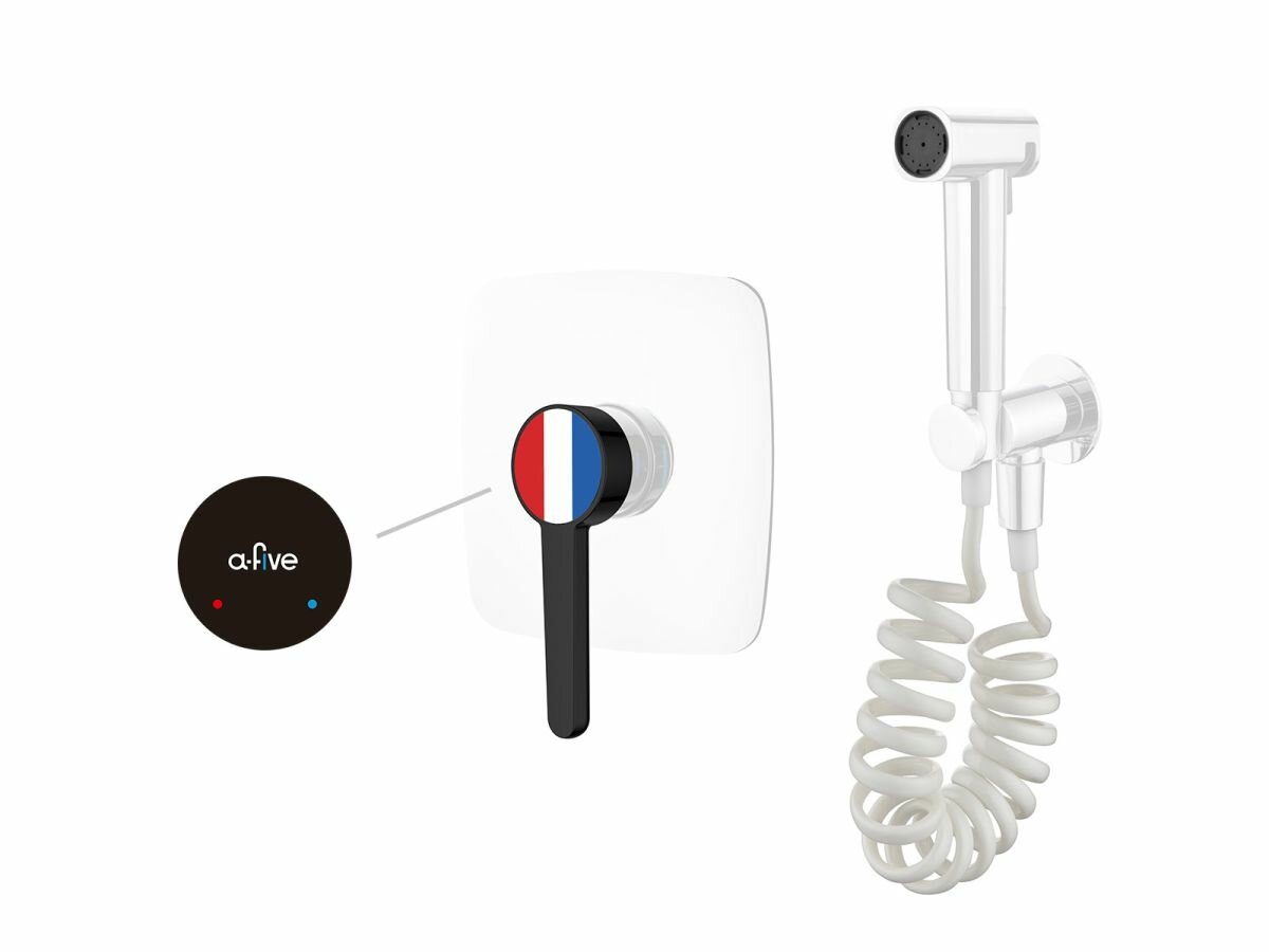 Смеситель для биде (Lt) D35, серия Rose белый + черный, a-five (Встраиваемый, Излива нет) (А5-0950)