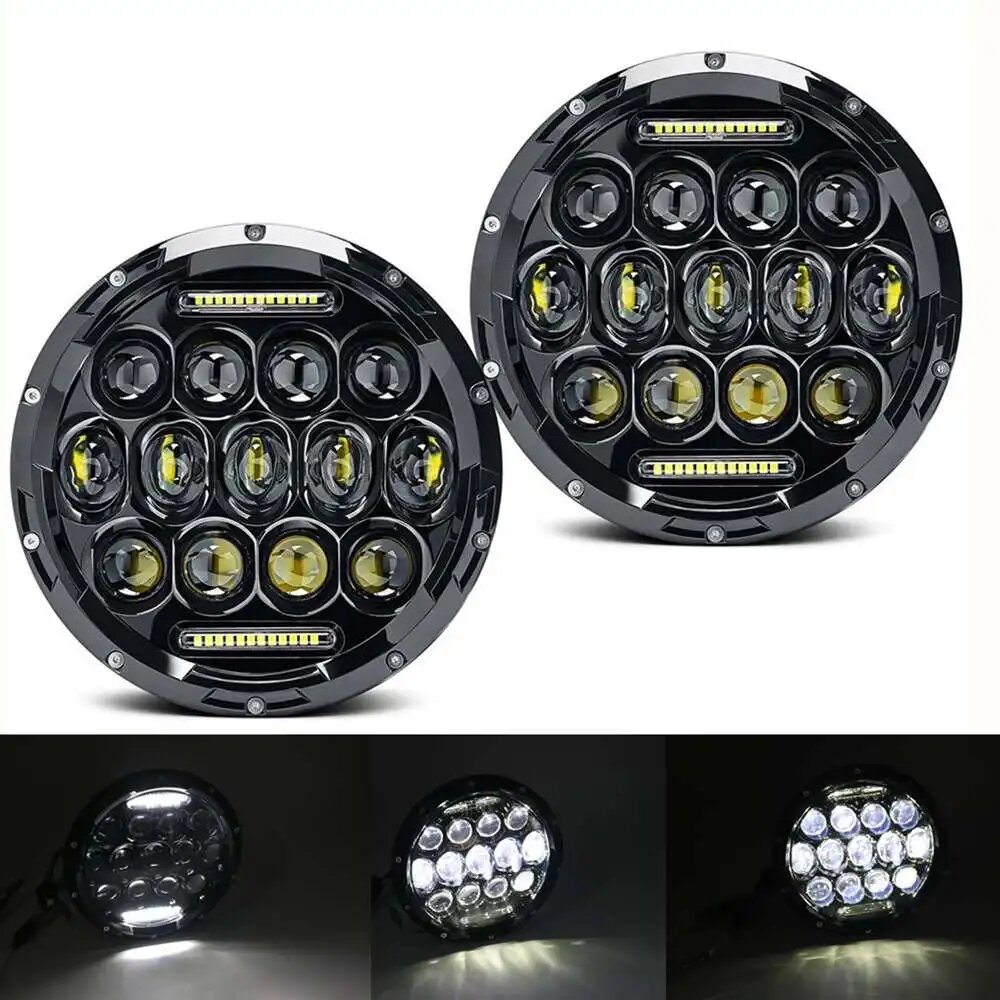 2 шт. 7-дюймовая фара для Lada Niva Urban 4x4, аксессуары 60 Вт Halo DRL, 75W Headlight 2pcs