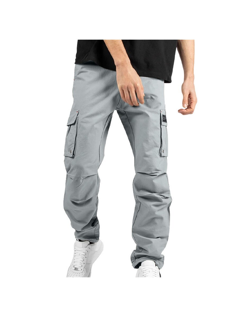Мужские брюки-карго, повседневные рабочие брюки, стандартный крой, спортивные штаны на шнурке, спортивные штаны с карманами