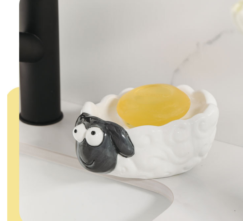Мыльница-держатель MyPads со сливом для ванной и кухни, идеально пишется в любой интерьер в стиле минимализма, отличный подарок на новоселье, овечка