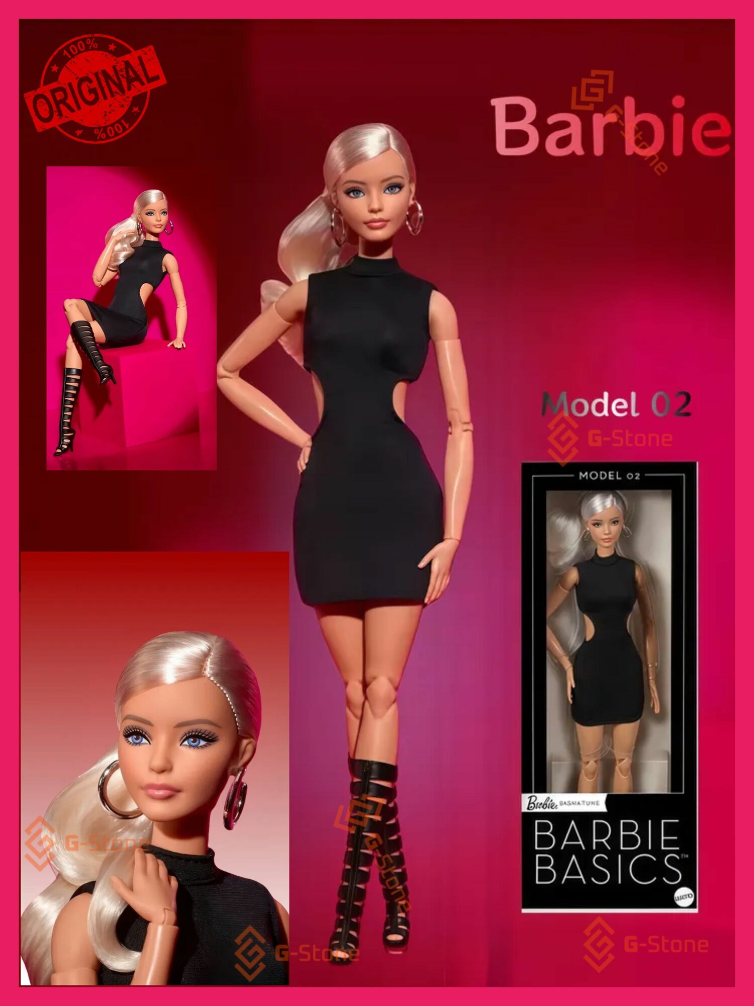 Кукла Barbie Basics, знаковая коллекция, светловолосая в черном платье и гладиаторских сапогах, JBH71