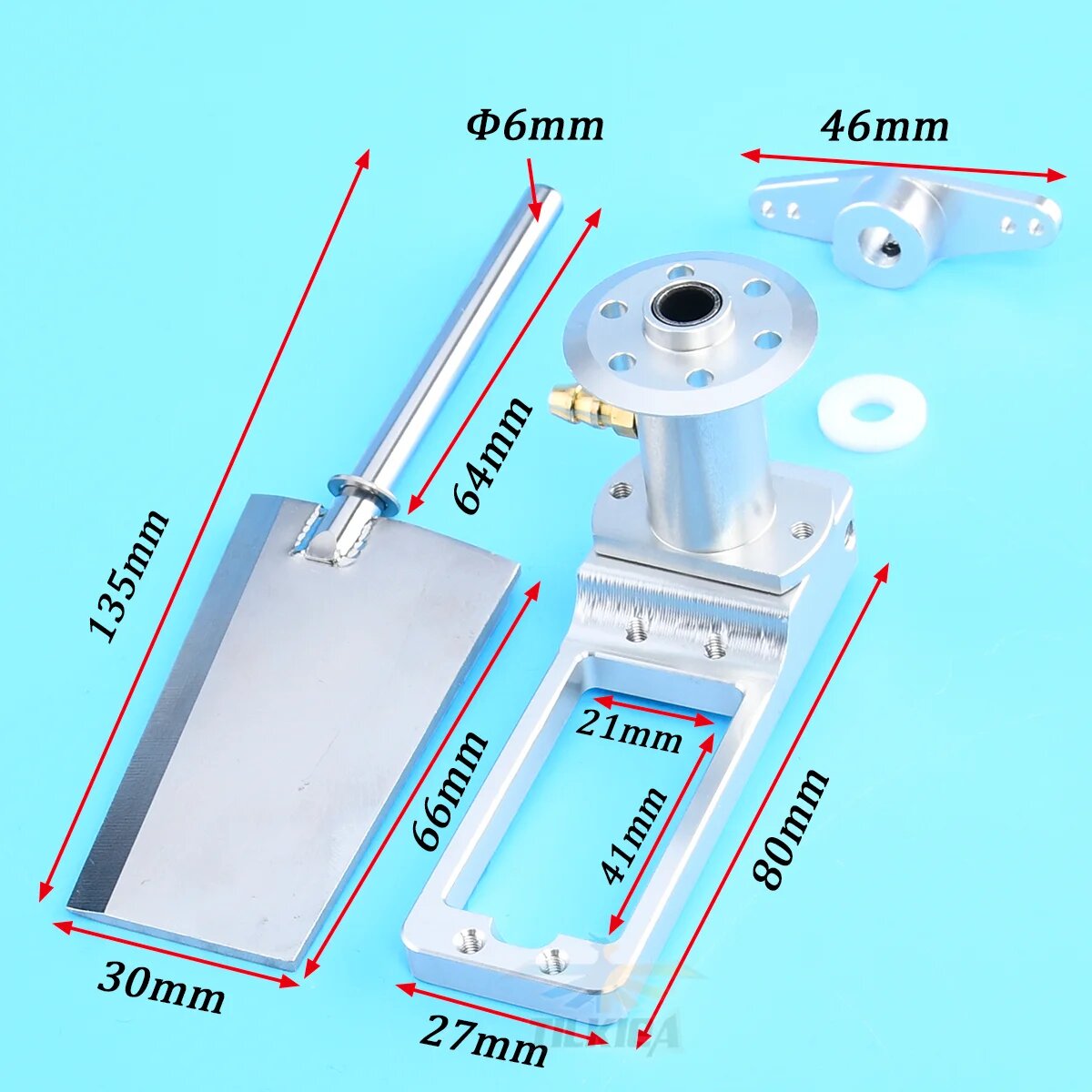 Руль алюминиевый TILKIEA 0165 70мм с креплением для лодки FSR-V Rudder