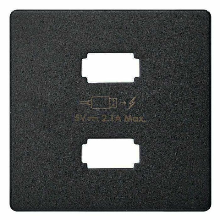 Simon 82 Concept Матовый черный, Накладка для зарядного устройства 2xUSB, 8221096-098