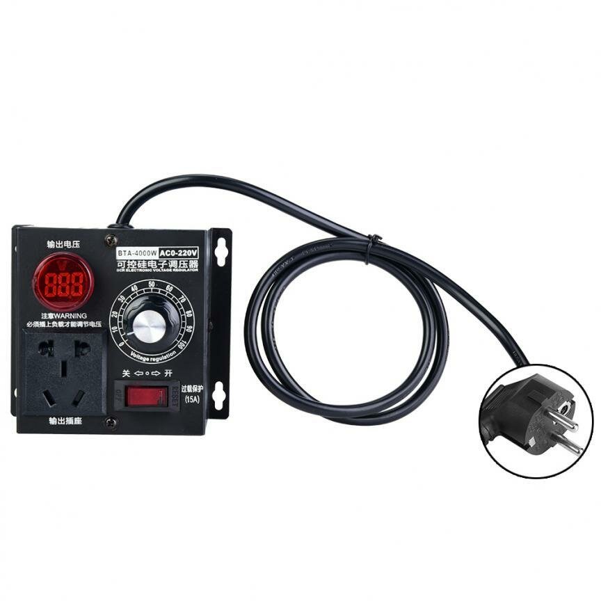 Регулятор напряжения переменного тока 220 В 4000 Вт SCR Регулятор скорости вращения вентилятора двигателя Диммер