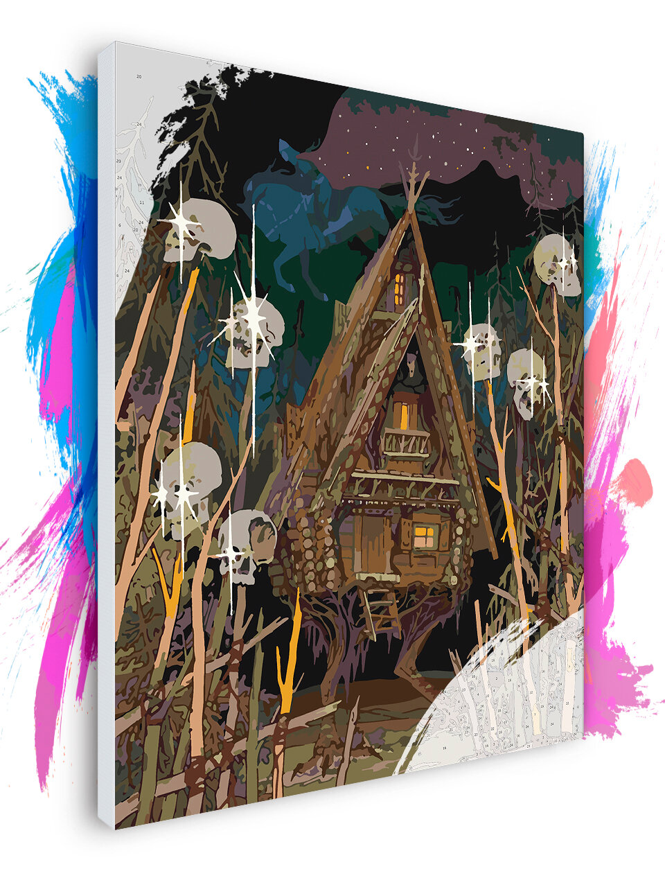 Картина по номерам на холсте Избушка на курьих ножках, 70 х 90 см