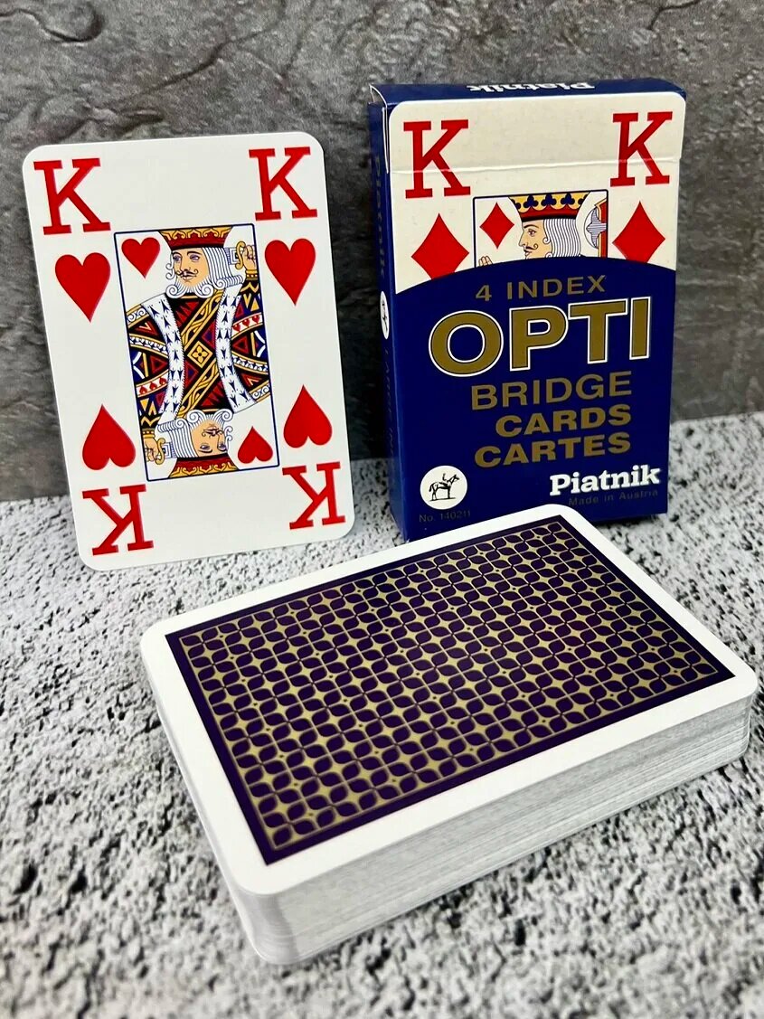 Игральные карты "Opti-bridge", синяя рубашка, 54 листа