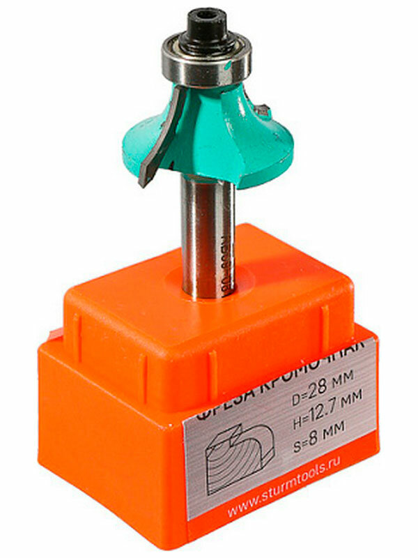 Фреза кромочная калевочная с подшипником Sturm! DxHxL 28x12.7x57 мм, хвостовик 8 мм (RB09-081328)