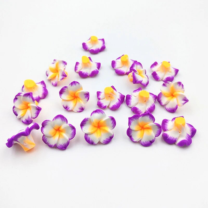 Полимерные глиняные бусины цветка 20 мм, 2/6 шт. Фиолетовый, 6PCS, JDH-004