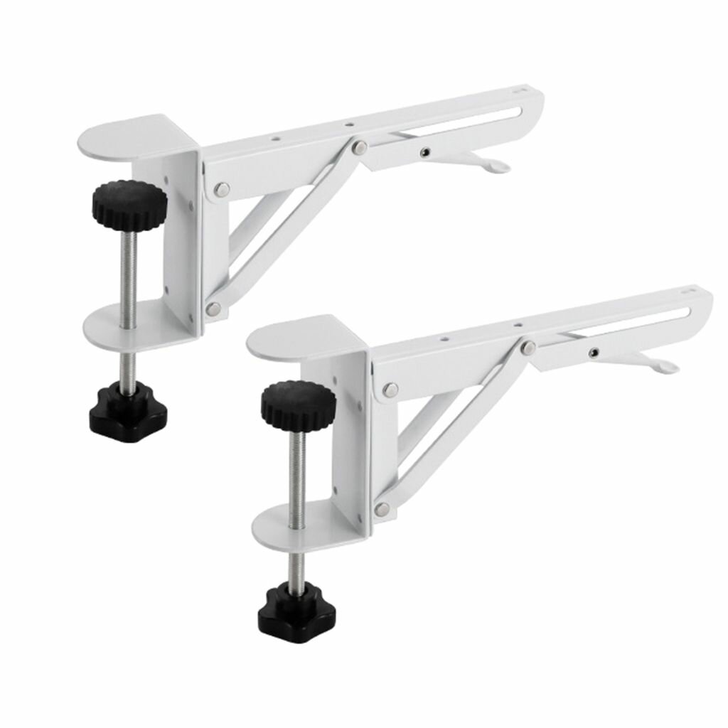 Складной кронштейн без перфорации, опорный кронштейн для мыши и клавиатуры-белый большой зажим