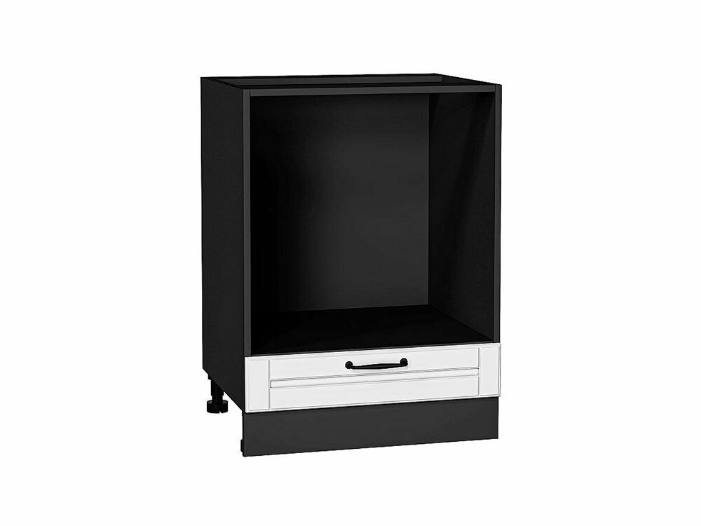 VVT Кухонный Шкаф нижний под духовку Дублин Graphite, Special White, 600, каркас ЛДСП Graphite, фасад МДФ Special White, 816*600*474