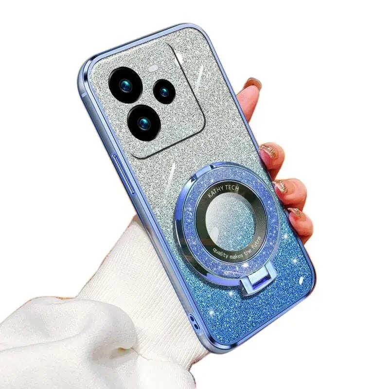 Чехол для Realme GT7 Pro 5G GT6 T с магнитным держателем, гальванические звезды, блестки, полное покрытие для Realme GT Neo 6 T GT6 Pro, мягкий корпус