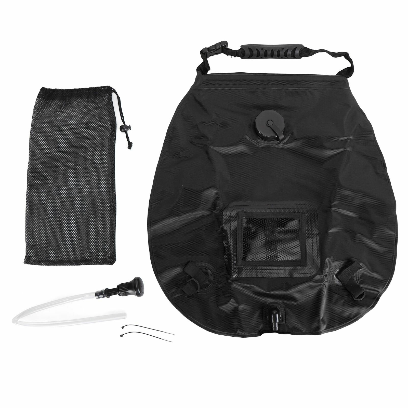 20-литровая солнечная душевая сумка с ручкой, портативная, для кемпинга, с термометром на спине, для походов, пляжа, черная