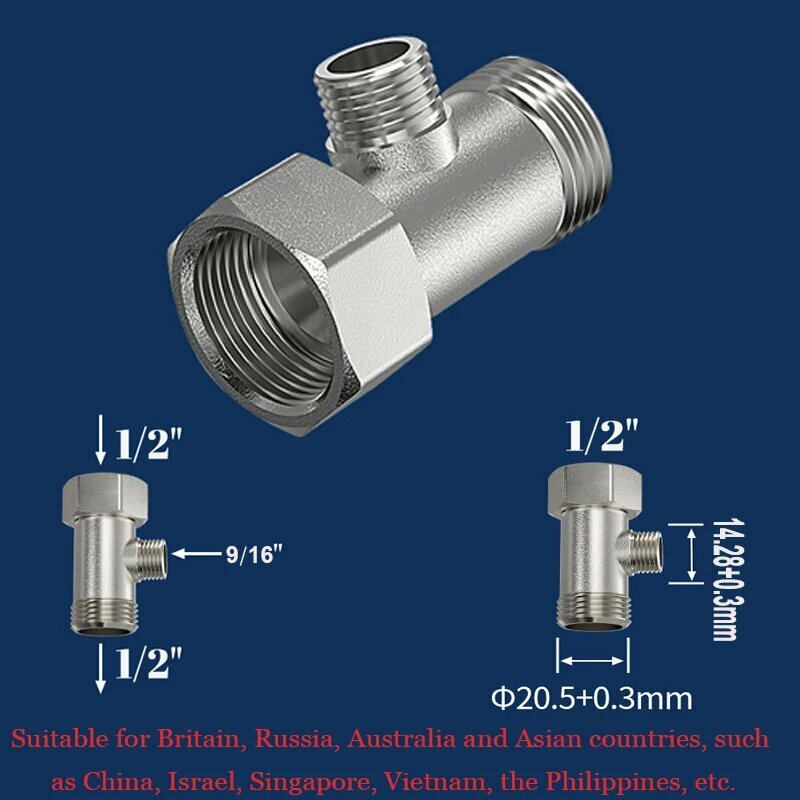 Регулируемый адаптер для биде латунный G1/2"G3/8"G7/8" 1-2 RU IL BR CL Asia