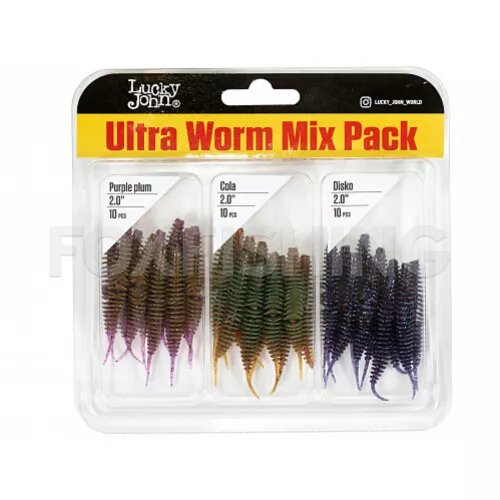 Силиконовая приманка Lucky John Pro Series Ultraworm 5см цвет MIX1/PA16/S13/S63